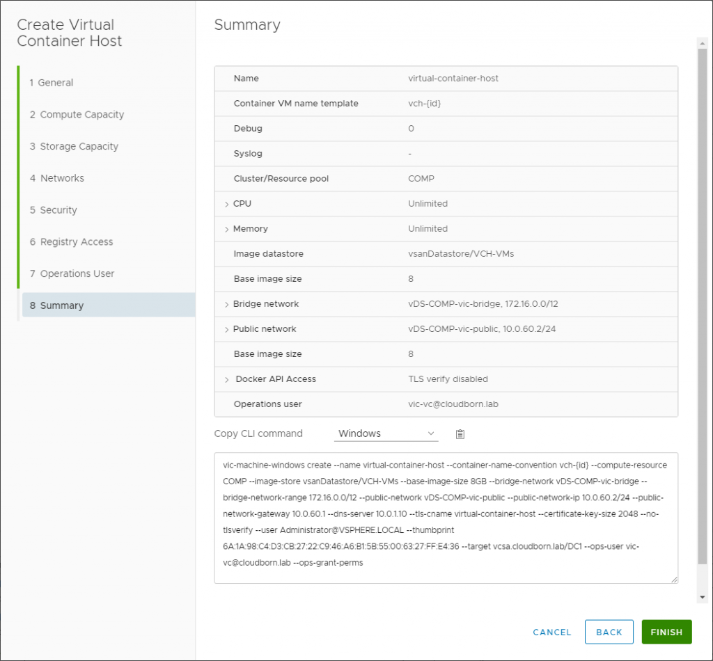 Deploy Virtual Container Host for vSphere integrated Containers – vRaccoon