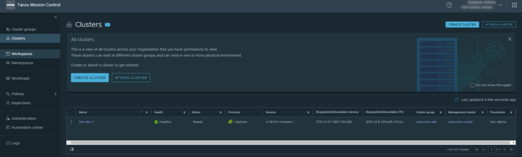 Tanzu Mission Control (TMC) and vSphere with Tanzu – vRaccoon