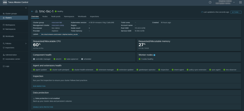 Tanzu Mission Control (TMC) and vSphere with Tanzu – vRaccoon