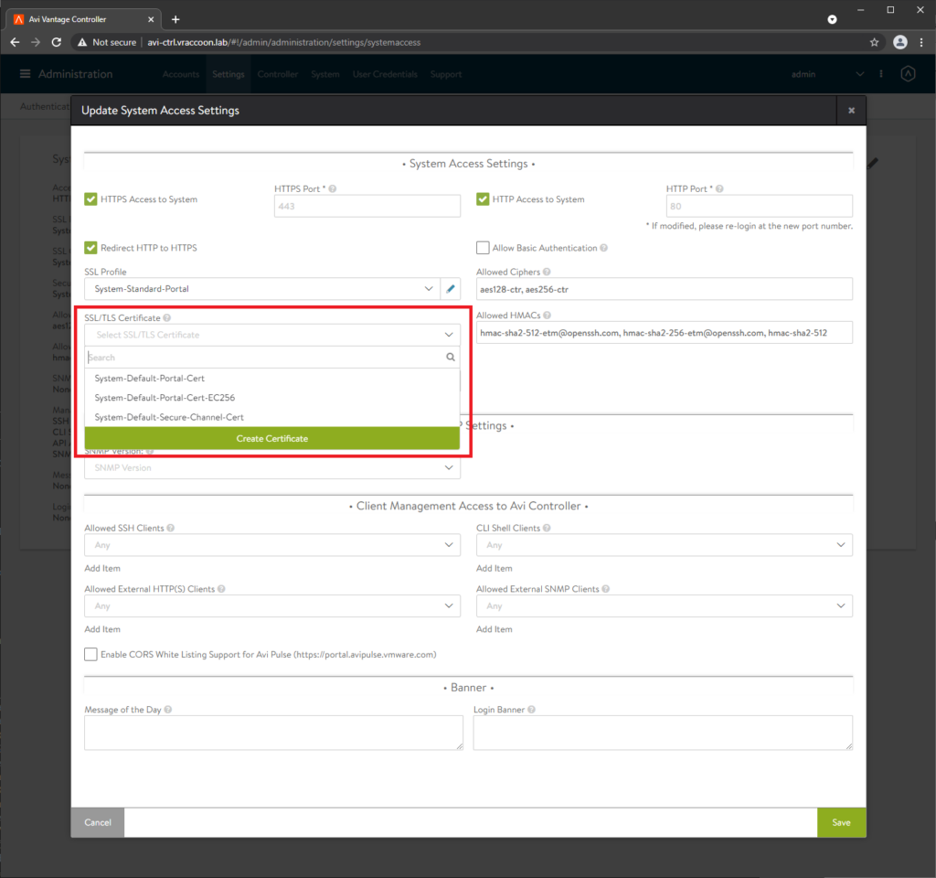 AVI Controller Cluster Custom SSL/TLS Certificate – vRaccoon