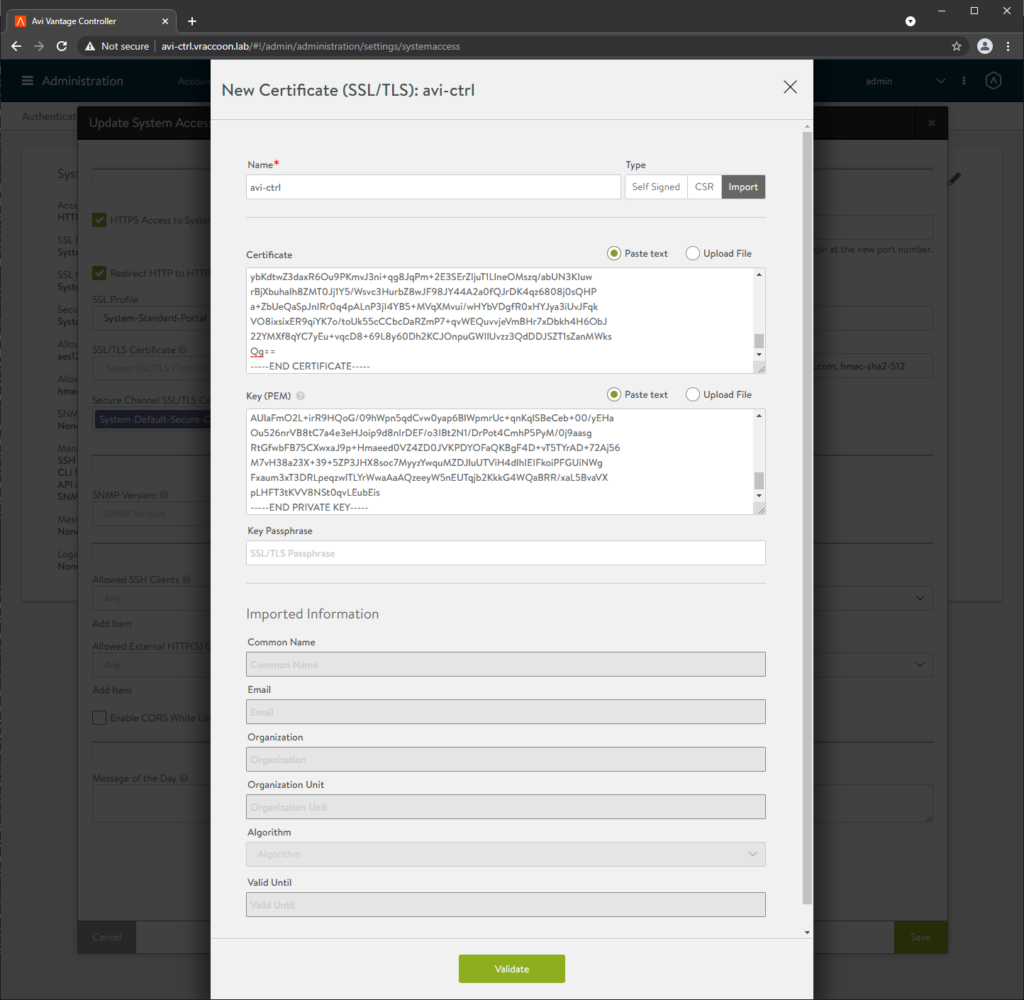 AVI Controller Cluster Custom SSL/TLS Certificate – vRaccoon
